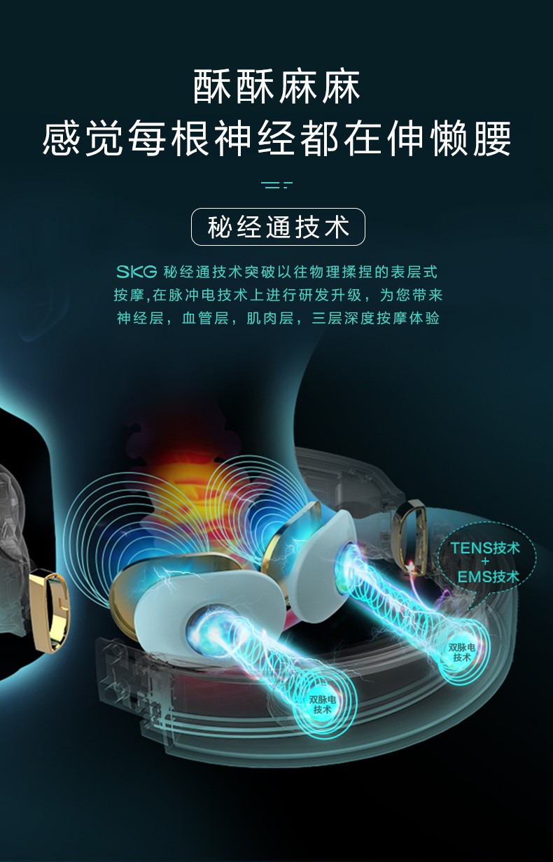 京东热销10W+ SKG 颈椎按摩器 颈椎按摩仪肩颈按摩器颈椎电脉冲护颈仪蓝牙控制 K6晨曦白 送礼 礼物【王一博代言】